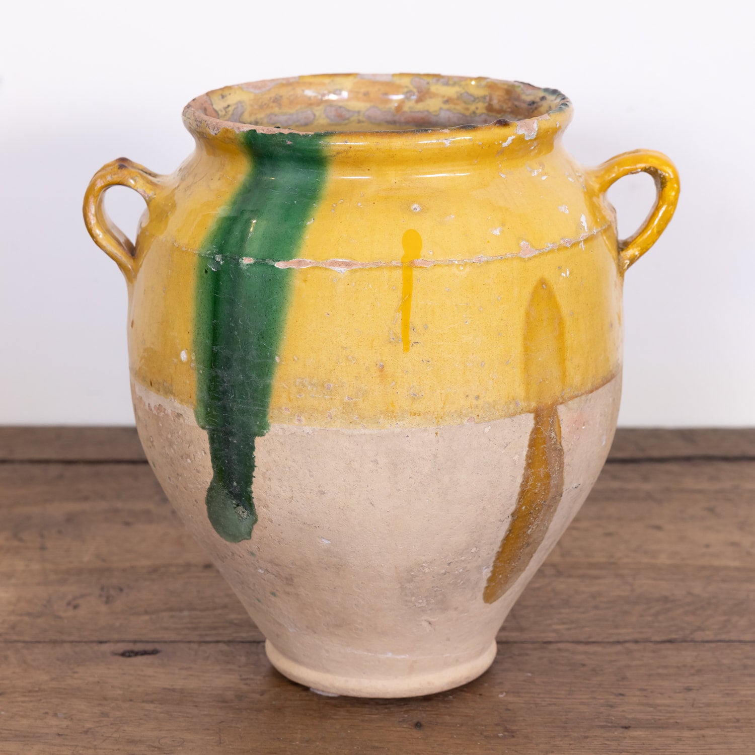 19th Century Antique French Pot de Confit or Confit Pot with Yellow an ...